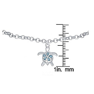Sterling Silver Natural Larimar Nautical Turtle, Dolphin, Crab Charm 7+1" Bracelet