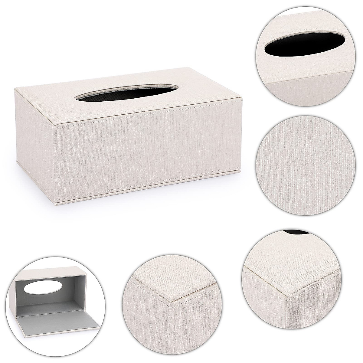 Sumnacon Tissue Box Cover Rectangle Linen Tissue Box,Stylish Tissue Box Holder with Magnetic Bottom,Decorative Tissue Cover for Bathroom Toilet Bedroom Living Room Table Desk Office, Beige