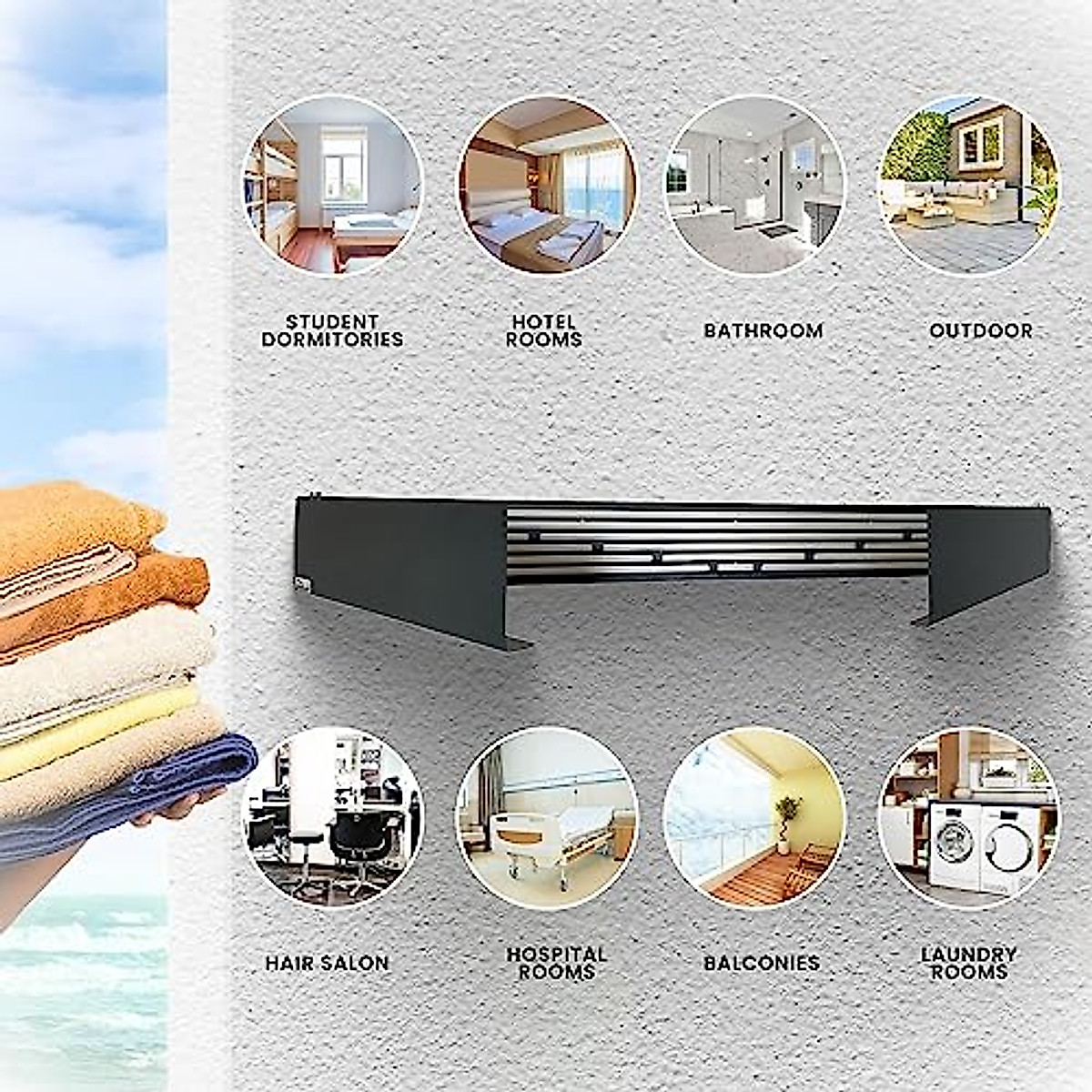 LEBENSART Laundry Drying Rack, Stainless Steel Collapsible Wall Mounted Space Saving Clothes Drying Rack, Indoor and Outdoor Foldable Drying Rack, 60lbs-20 Ft Drying Capacity, 40" (Anthracite Gray)