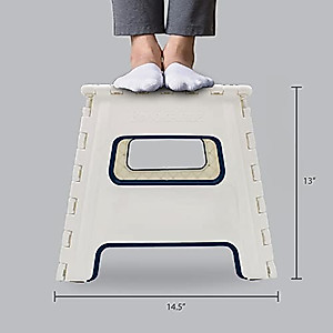 BROOKSTONE 13" Non-Slip Textured Grip Surface, Foldable Space Saving Design, Carrying Handle, Holds Up to 300 Pounds, for Kitchen and Rest of Home