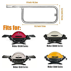 Tbgrepts 60040 Grill Burner Replacement Parts for Weber Q100, Q120, Q1000, Q1200, Baby Q Gas Grill, Compatible with 386001, 386002, 516002, 516001, 51060001, Replacement Part 69957, 41657 60040 45657