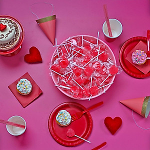 Red Heart Lollipops - 5 Pounds Bulk - Approx 200 ct - Heart Candy Strawberry Flavored