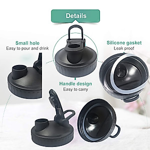 Ckuakiwu Mason Jar Lids, 4pcs 2.76inch Leak-Proof Flip Mason Jar Lid, Regular Mouth Mason Jar Pour Spout Lids, Easy Pouring Spout Lids for Kitchen (Black+Gray)