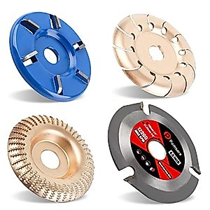 Pomsare Angle Grinder Wood Carving Disc Grinding Wheel, Attachments Wood Cutting Wheel Shaping Disc, Wood Shaper for Angle Grinder 4 1/2 inch with 5/8 & 7/8 Arbor