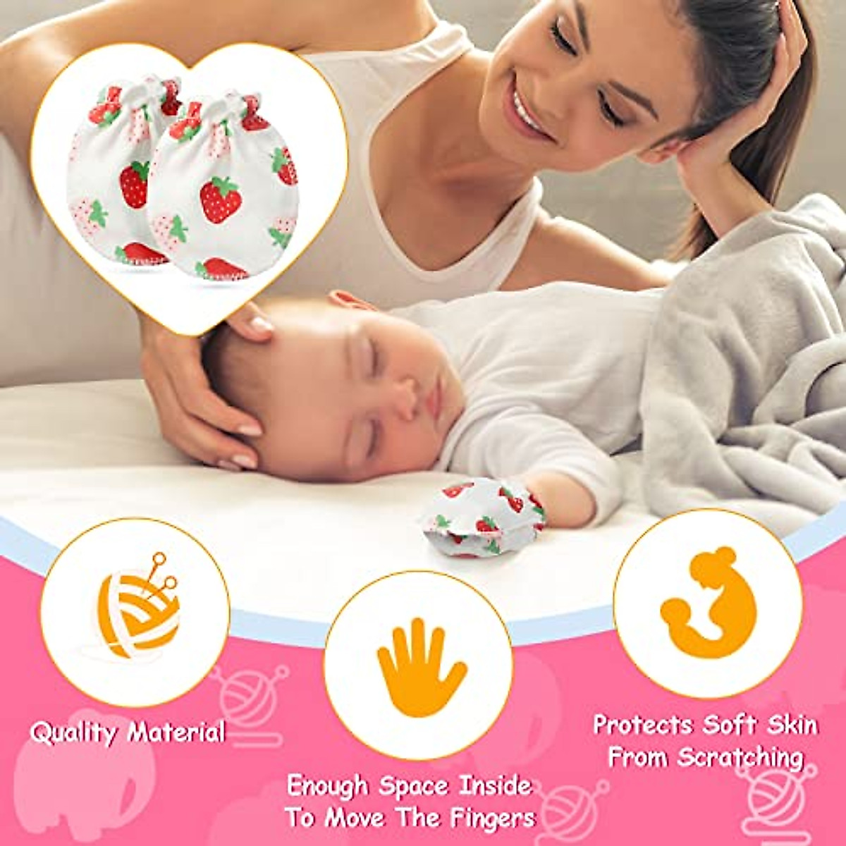 Geyoga Newborn Baby Mittens No Scratch Mittens Soft Elastic Infant Baby Gloves Mittens for 0-6 Months Baby(Lovely Style, 40 Pairs)