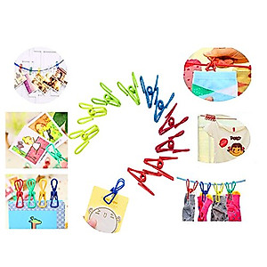 Xiaoyu 2 Inch Muti-Purpose Clothesline Clips Steel Wire Cord Clips Pins Utility Clips for Home/Office, Pack of 50