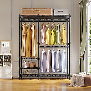 VIPEK V2i Garment Rack for Hanging Clothes, Portable Closet System with 4 Adjustable Shelves & 2 Hanging Rods, Heavy Duty Metal Clothes Rack, Freestanding Wardrobe Closet Rack, Max Load 700lbs