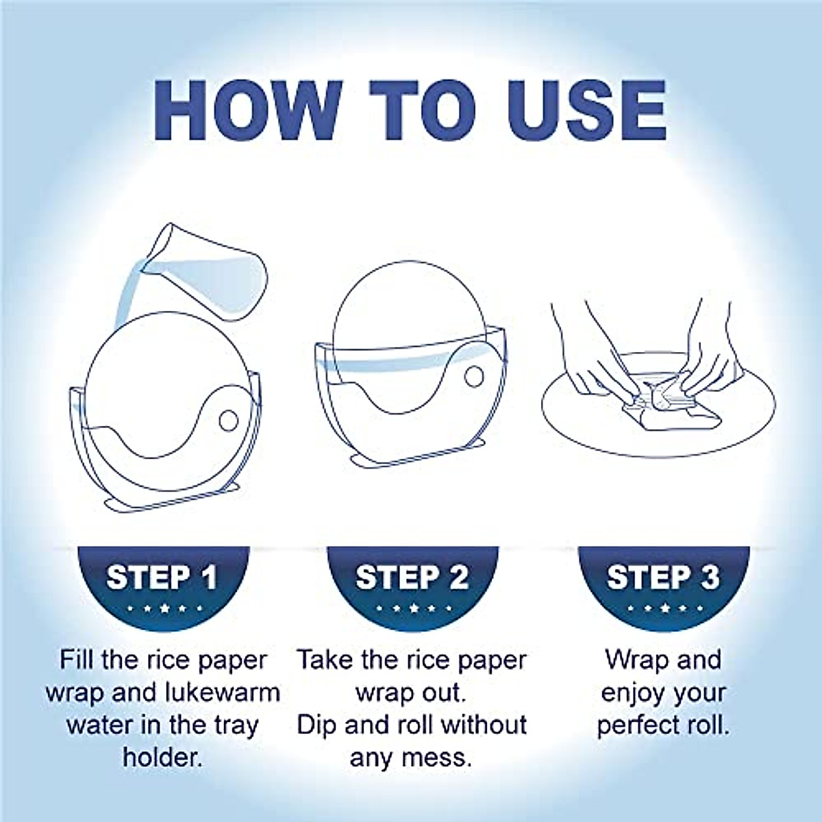 BANU Rice Paper Water Bowl with Side Pocker Holder for Rice Paper Wrappers for Spring Rolls, Summer Rolls. Spring Roll Maker, Banh trang holder (1)