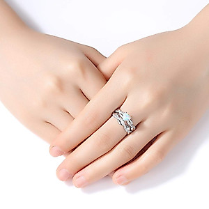 VIKI LYNN Created Synthetic Opal Ring Set 925 Sterling Silver Heart Promise Rings for Her