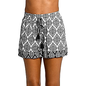La Blanca Womens Beach Short Swimsuit Cover Up Swim Trunks, Black/White//Oasis Tile, Medium US