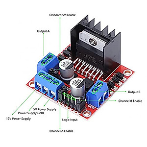 Davitu Motor Driver - L298N Motor Drive Board Module Double H Bridge Compatible With Stepper Motor Smart Car Robot Motor Driver Module