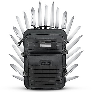 Chef Knife Bag Tactical Backpack | Knife Carrying Case with 30+ Pockets for Knives and Culinary Tools | Knife Organizer Bag for Chefs & Culinary Students | Knives & Tools Not Included (XL Size)