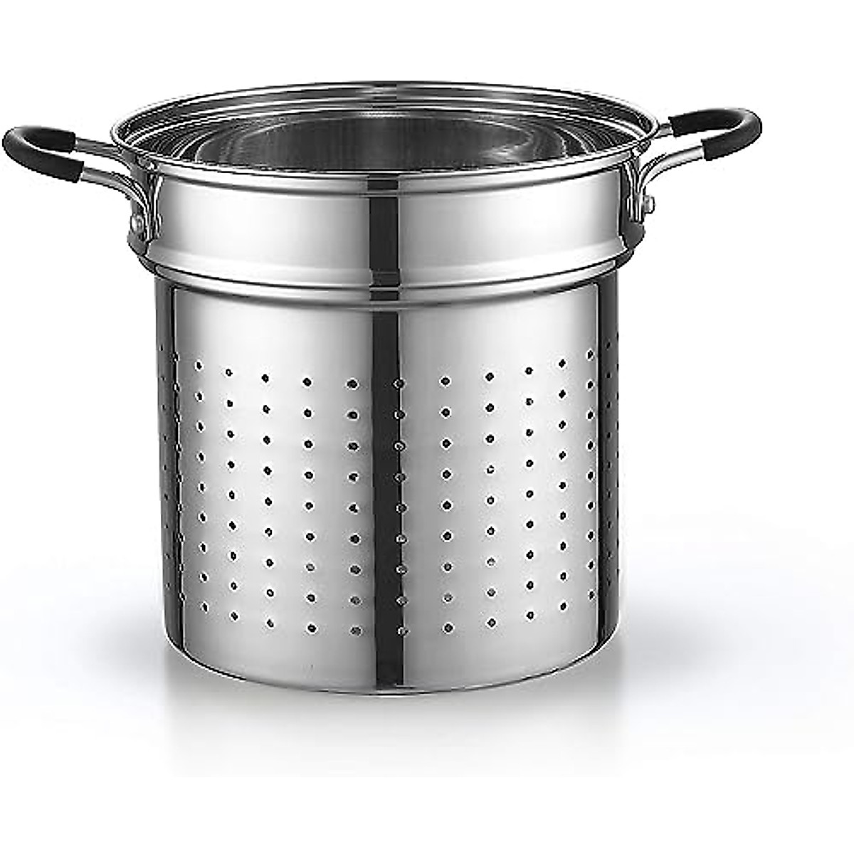 Cook N Home 4-Piece Stainless Steel Pasta Cooker Steamer Multipots, 12 Quart, Silver