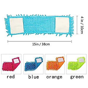 Set of 4 Microfiber Dust Mop Refills with Finger-Like Projections - 14x4 Inches Reusable Mop Pad Refills for Hardwood, Tile, and Laminate Floors