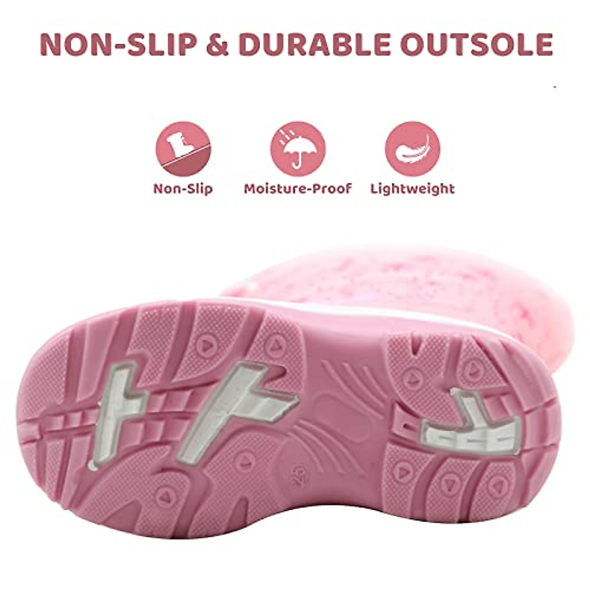 Apakowa Kid's Girls Cold Weather Snow Boots (Toddler/Little Kid) (8.5 M US Toddler, Pink2)