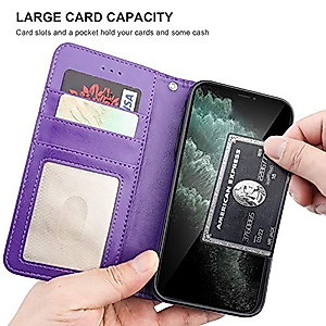 Bocasal iPhone 11 Pro Max Wallet Case with Card Holder PU Leather Magnetic Detachable Kickstand Shockproof Wrist Strap Removable Flip Cover for iPhone 11 Pro Max 6.5 inch (Purple)