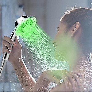 Zoyehoo Shower Head, Seven Colors LED Shower Head, High Pressure Shower Head with Handheld Adjustable Shower Head with 60 Inch/1.5 m Hose