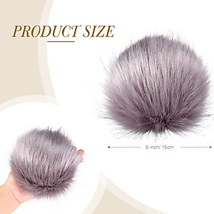 8 Pieces 6 Inch Large Fur Pom Pom Balls for Hats Craft Fur Puff Ball Fluffy Hat Pompom Faux Fur Pompom Balls with Snap Button for Hat Shoes Scarves Bag Charms DIY Crafts (Black, Grey, Brown, White)