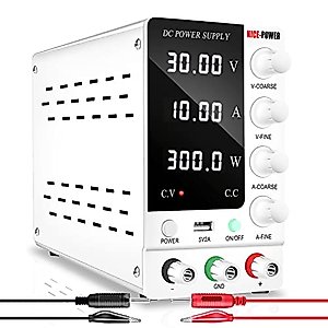 NICE-POWER DC Power Supply Variable Regulated Switching Adjustable 4-Digital Display Adjustable Lab Bench Power Supply, Output Enable/Disable Button (Side Display 30V/10V)