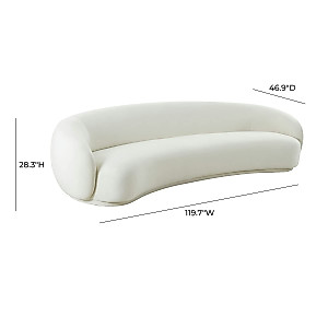 TOV Furniture Kendall Cream Velvet Upholstered120 Sofa