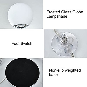 KARMIQI Globe Floor Lamp Mid Century Standing Lamp Modern Frosted Glass Tall Lamp Chrom Silver Reading Lamp for Bedroom Office Living Room