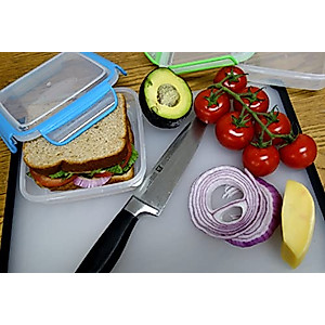 Kitchen & Cabana - 4 Pack of Sandwich Containers - Reusable, BPA Free Plastic, Snap Shut Lids with Airtight Silicone Seal. Great for Sandwiches, Snacks and Storage. (Kid Size Containers - 4 Pack - Multicolor)