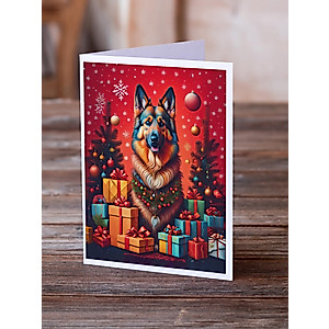 Caroline's Treasures DAC3041GCA7P Belgian Tervuren Holiday Christmas Greeting Cards Pack of 8 Blank Cards with Envelopes Whimsical A7 Size 5x7 Blank Note Cards