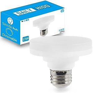 LED Puck Light Bulb with E26 Screw, Ultra Mini Flat Light Bulb, 10W(75W Equivalent), Dimmable, 1100LM, 3000K, 120V, E26 Medium Base, ETL Listed, Low Profile Squat E26 Bulbs for Lamp. (3000K, 2 Pack)