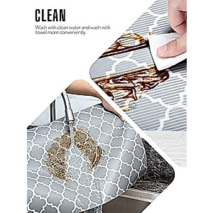 Jersow Shelf Liner for Kitchen Cabinets, 17.5inch x 30ft Non Adhesive Kitchen Drawer Liners, Food Grade EVA Cabinet Liners, Washable & Waterproof Kitchen Liners for cabinets and Drawers(Grey)