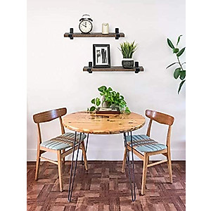 Mkono Wood Floating Shelves Wall Mounted Modern Farmhouse Shelf Decorative Storage Shelving with U Brackets for Bedroom Bathroom Living Room Kitchen Office Set of 2, Brown