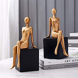 Modern Girl Statues Decorative Bookend Set. Add Modern Touch to Any Shelf or Table with These Unique Art of Confident Girl Statues. Use Them as Bookends Or Décor to Your Home and Office Modern Vibe!