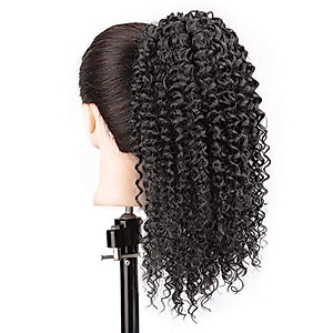 Vigorous Drawstring Curly Ponytail Extension for African Women Short Afro Kinky Ponytail Extension.(1B)
