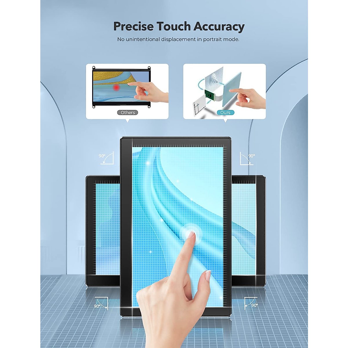 EVICIV Raspb Pi 10.1 Inch Touchscreen Display with Rear Housing - 1366x768 Support, Type-C, IPS 178° Ultra-Wide View Angle Monitor with Cooling Fan, 10 Finger Capacitive Touch