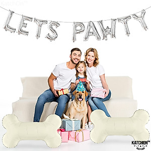 KatchOn, Silver Lets Pawty Balloons - 29 Inch, 11 Pieces | Dog Birthday Party Supplies | Lets Pawty Banner for Dog Party Decorations | Dog Balloons for Birthday Party | Lets Pawty Birthday Decorations