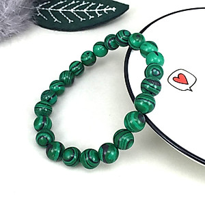 COLORFUL BLING Natural Malachite Bracelet Set, Handmade Gemstone Beaded Stretch Bracelets for Women Men Yoga Bracelet Natural Stone Crystal Beads Bracelets