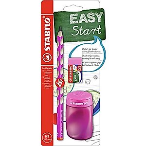 STABILO EASYgraph School Set Right Handed Pink EASYgraph Pencil + EASYsharpener + EASYeraser