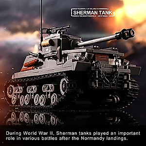 WW2 Army Tank Toys Building Kit, Create a German Tiger Tank and an American M4 Sherman Tank Model, Include 1184 Blocks, Great Military Toy Gift for Boys, Kids, and Teens Age 8-14