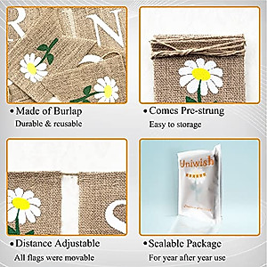 Uniwish Spring Banner Burlap Rustic Garland Easter Spring Theme Party Decorations for Mantle Porch Sign Welcome the Arrival of Spring