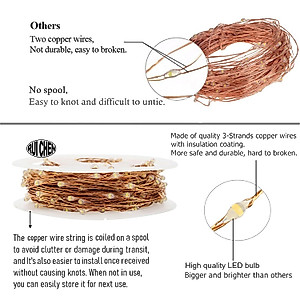 RUICHEN Dimmable Fairy Lights Plug in 72 Ft 200 LED Copper Wire Twinkle String Lights with RF Remote Timer, Warm White