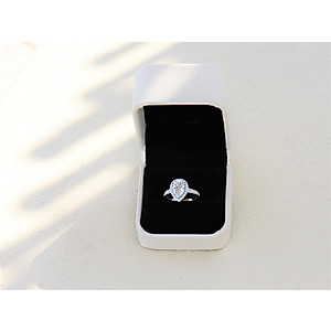 LEMON GRASS 3 Ct Pear Shaped Cubic Zirconia Engagement Ring Pave Thin Band in Sterling Silver Size 8