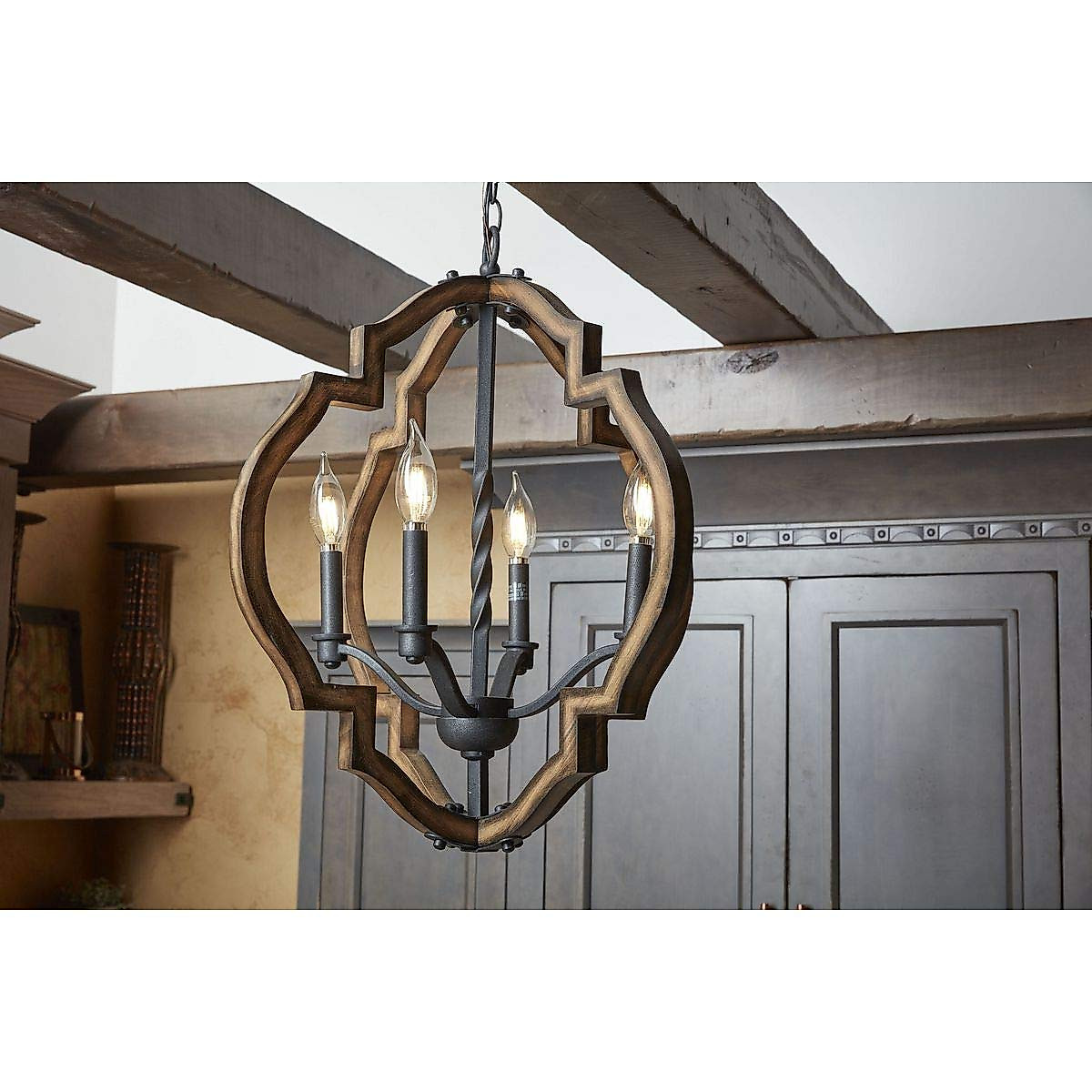 Spicewood Collection 4-Light Farmhouse Chandelier Light Gilded Iron Black
