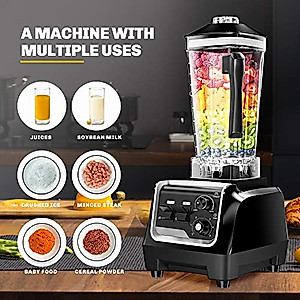 Professional Countertop Blender, Blender for kitchen Max 2200W High Power Home and Commercial Blender with Timer，Blender with Variable Speed for Frozen Fruit​, Crushing Ice, Veggies, Shakes and Smoothie 64 oz Container & 32000 RPM