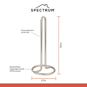 Spectrum Diversifies Designs Paper Towel Holder, 2 Ounce, 1 Count, Satin Nickel