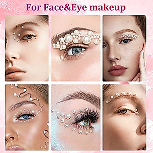 2700 Pcs Flat Back Pearls Kits 1 Box of Flatback White+1 Box of Beige Half Round Pearls with Pickup Pencil And Tweezer for Home DIY And Professional Nail Art, Face Makeup And Craft