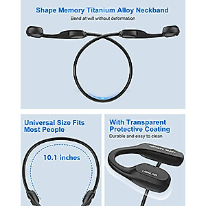 LISNLAB Bone Conduction Headphones, Open-Ear Bluetooth 5.2 Sport Headphones, Wireless Earphones with Mic, IP55 Sweatproof Headset for Running Workouts Gym Cycling Hiking （Black）