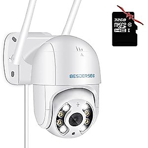 BESDERSEC Security Cameras Wireless Outdoor, Waterproof Cameras for Home Security 360° Panoramic with Night Vision,2-Way Audio,Motion Detection(3MP + 32G TF Card)