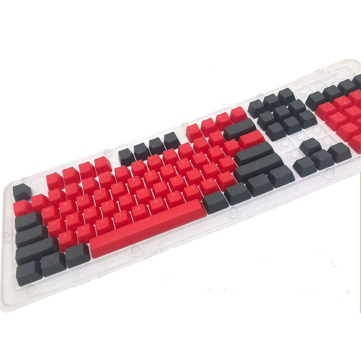 Gosundv 104PcsSet Double Color Backlight Keycap for Cherry MX Mechanical Keyboard,Keycaps Keyset for Mechanical Gaming Keyboard Switches- Black Red