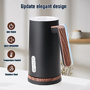 Huogary Update Milk Frother, 4-in-1 Milk Frother and Steamer, Electric Milk Frother Steamer, Milk Steamer, Warm and Cold Foam Maker for Latte, Frother for Coffee, Cappuccino(Black)