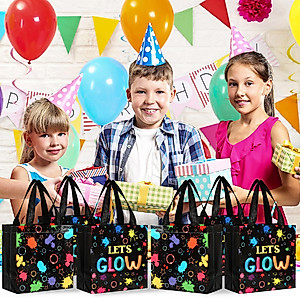 Latwerd 24Pack Glow in the Dark Party Gift Bag Canvas Bag Eco-friendly Reusable Shopping Bag Candy Gift Bag Suitable for Birthday Party Gift Storage Bag