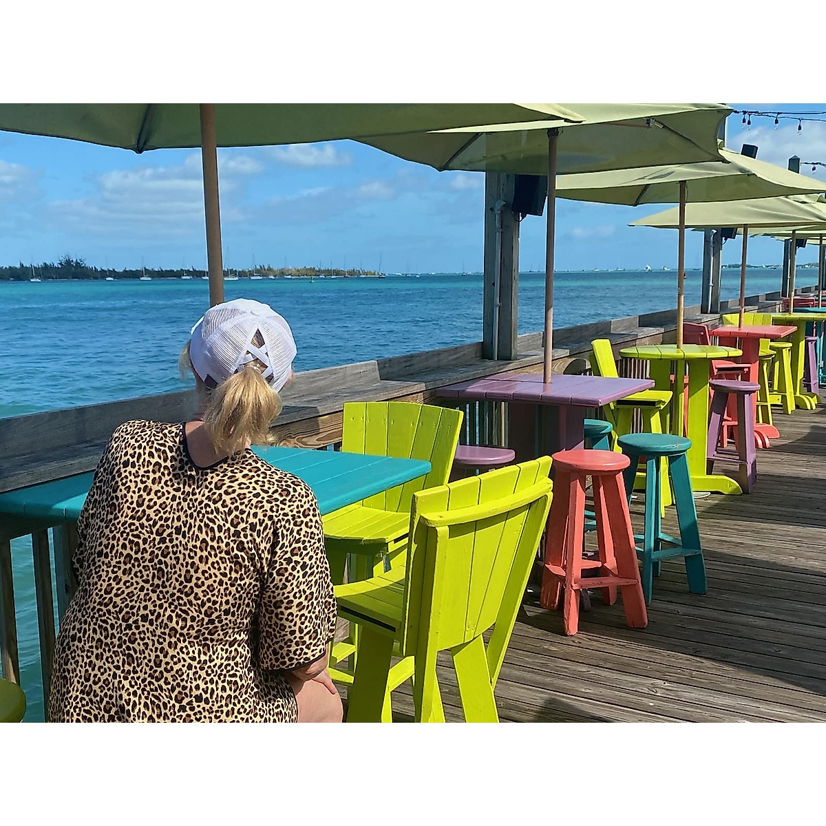 Funky Junque Ponytail Messy Bun Trucker Ponycap (Mesh - White w/Criss Cross Back)